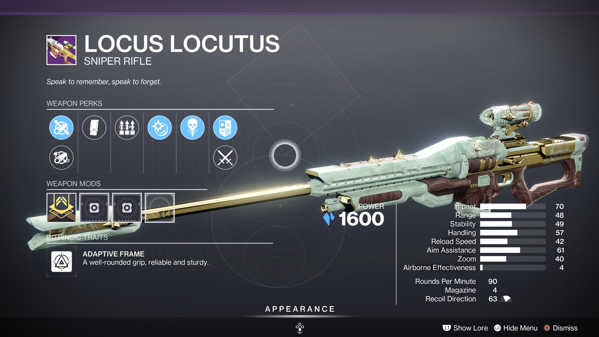 Destiny 2 Locus Locutus God Roll e come ottenerlo